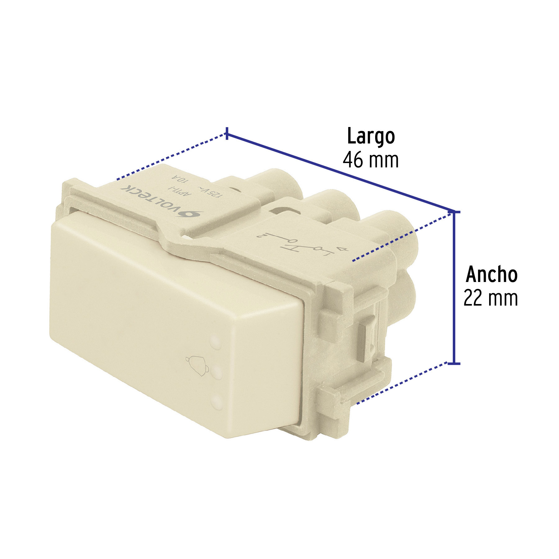 Interruptor para timbre, línea Italiana, color marfil, Volteck, 48099