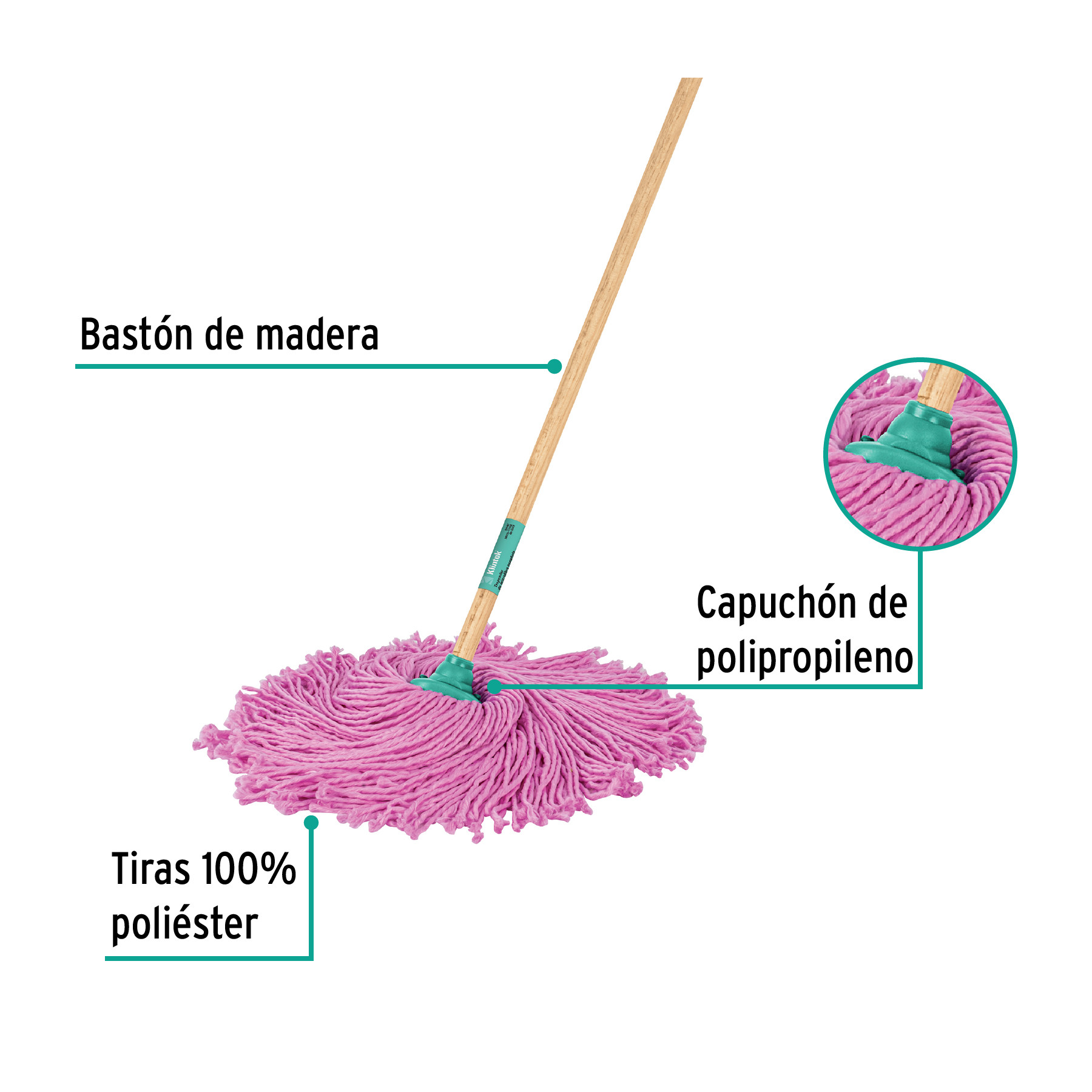 Trapeador de microfibra española, bastón de 120 cm, KLINTEK ...