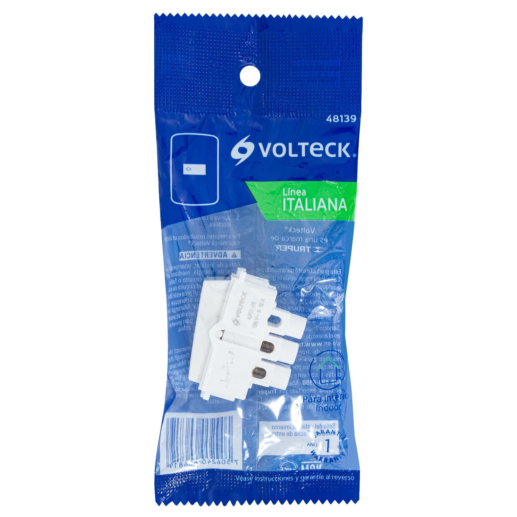 Interruptor para timbre, línea Italiana, color blanco, Volteck, 48139