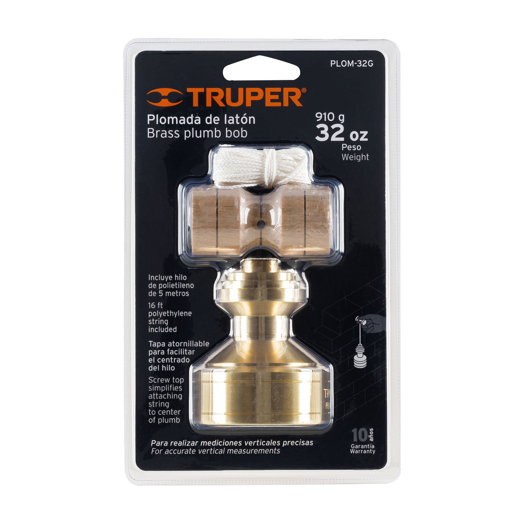 Plomada de latón 32 oz tipo Guatemala, Truper, Truper, 11824