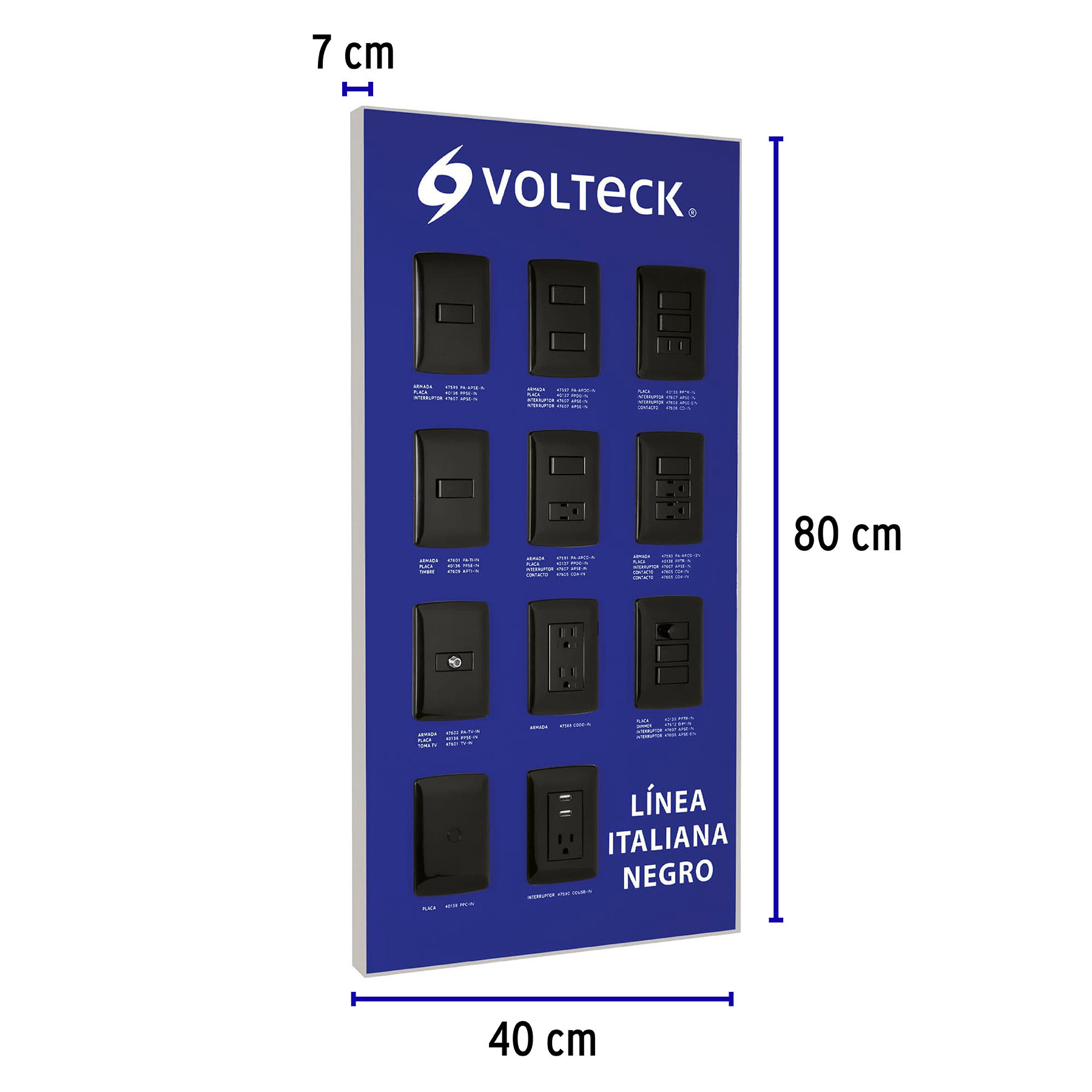 Exhibidor línea italiana negro Volteck, Volteck, 57062