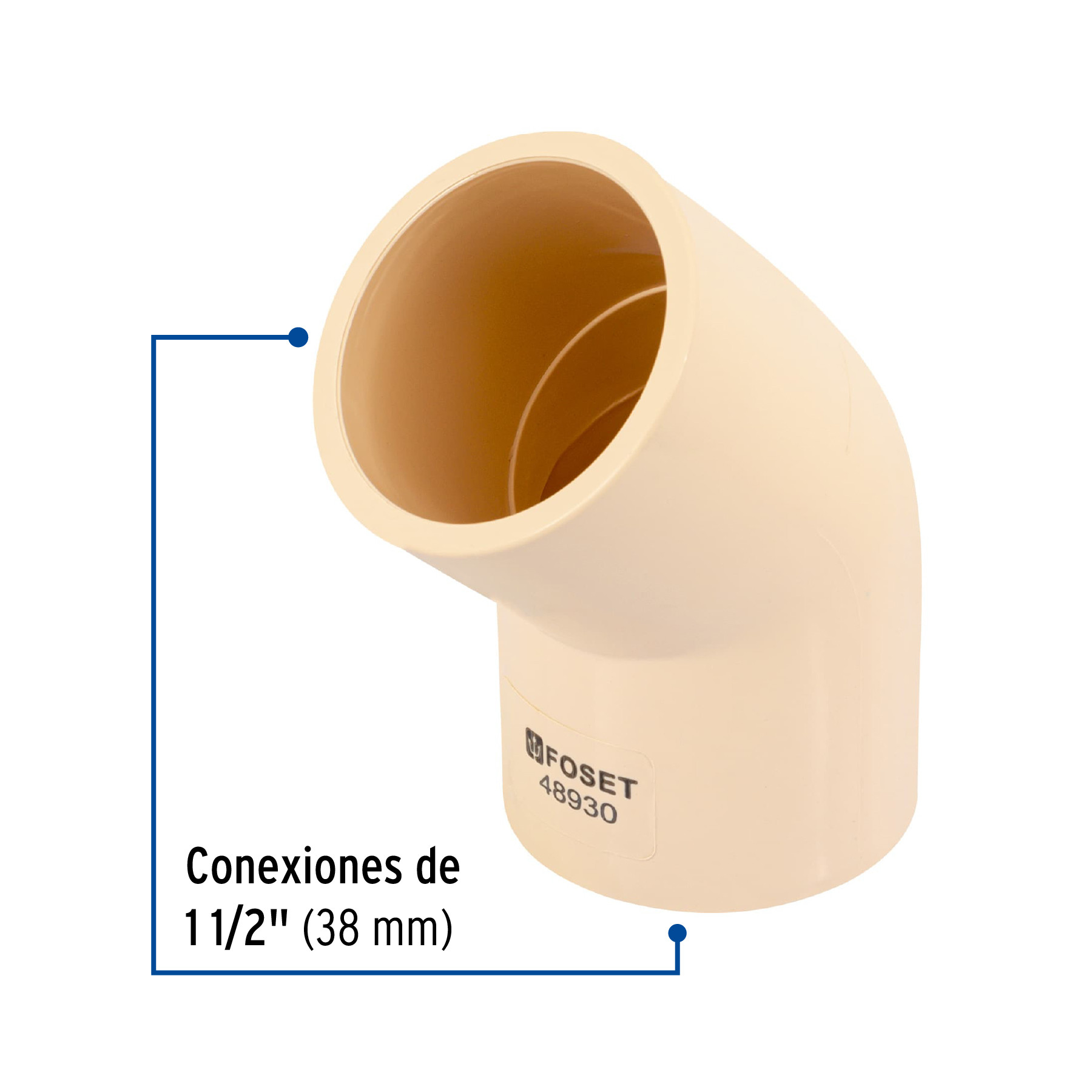 Codo 45° CPVC de 1-1/2 , FOSET, Foset, 48930
