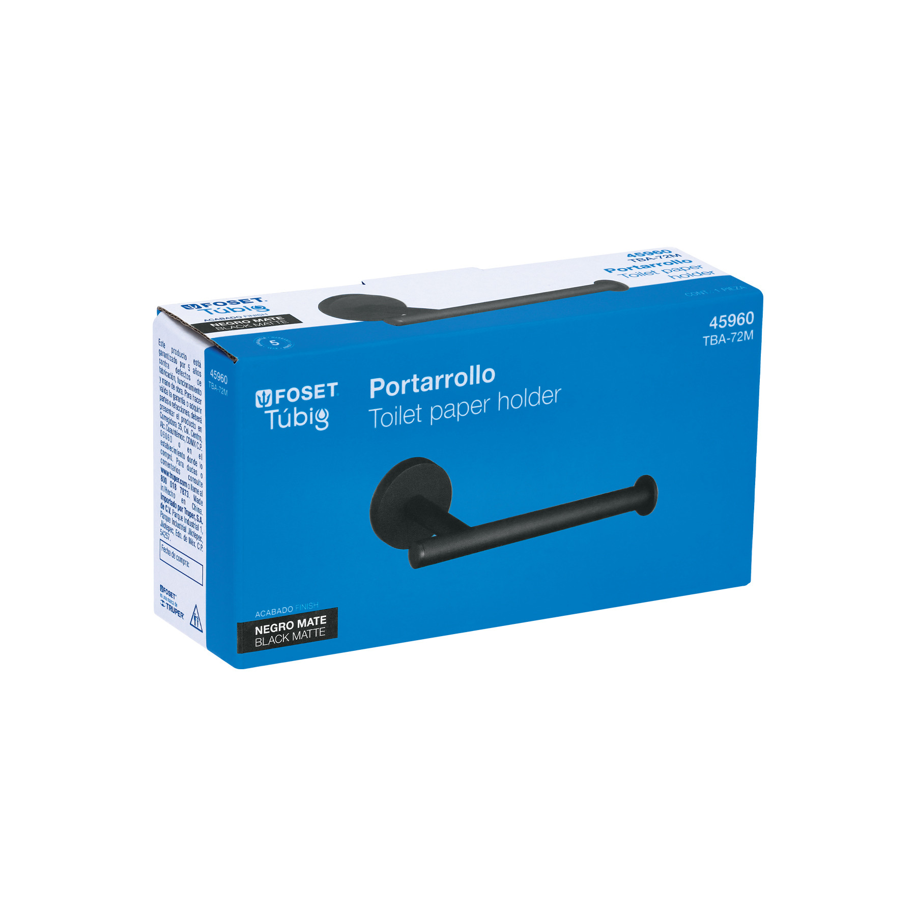Portarrollo metálico acabado negro, Foset Túbig, Foset, 45960