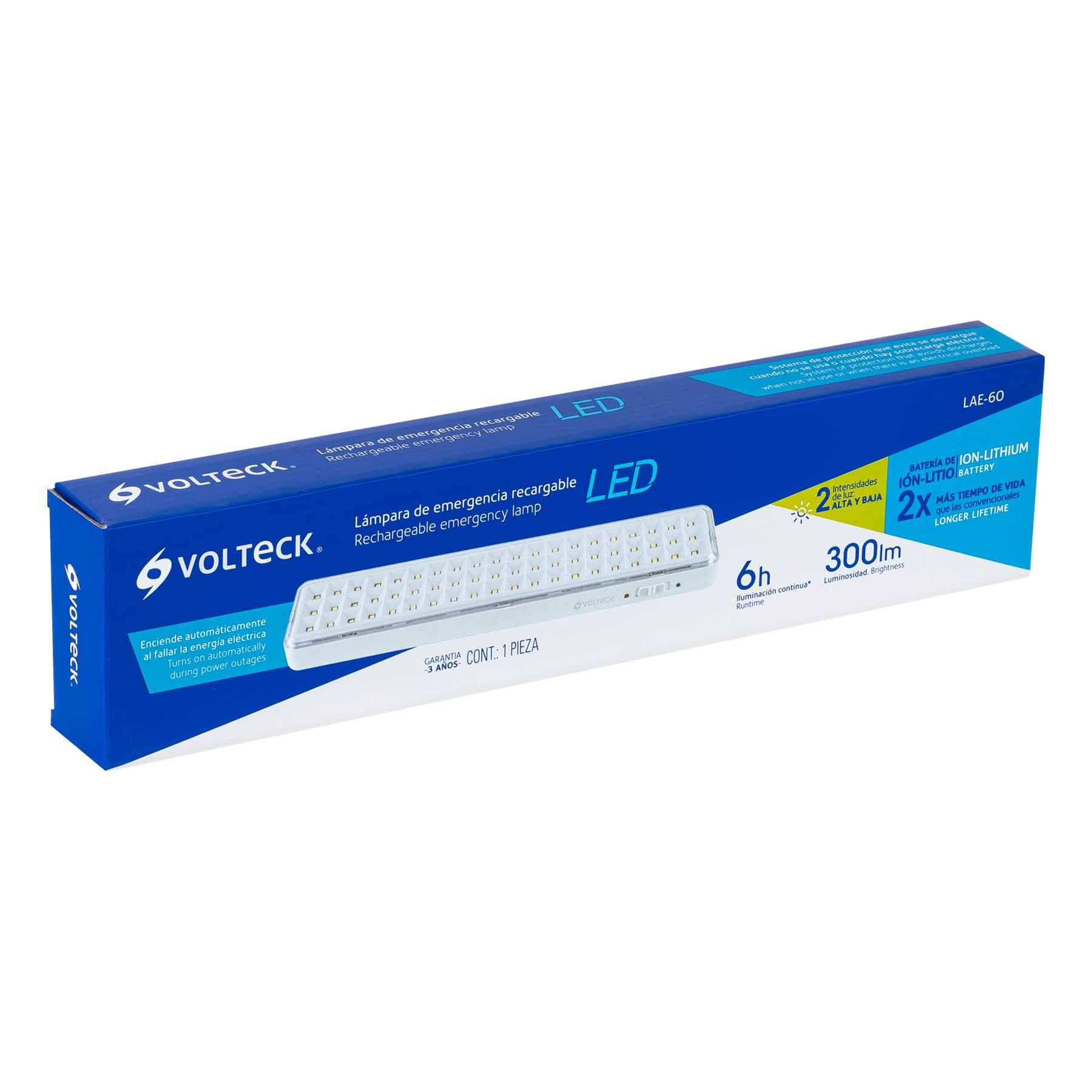 Lámpara de emergencia de 60 Leds 300 lm recargable, Volteck, Luminarios ...