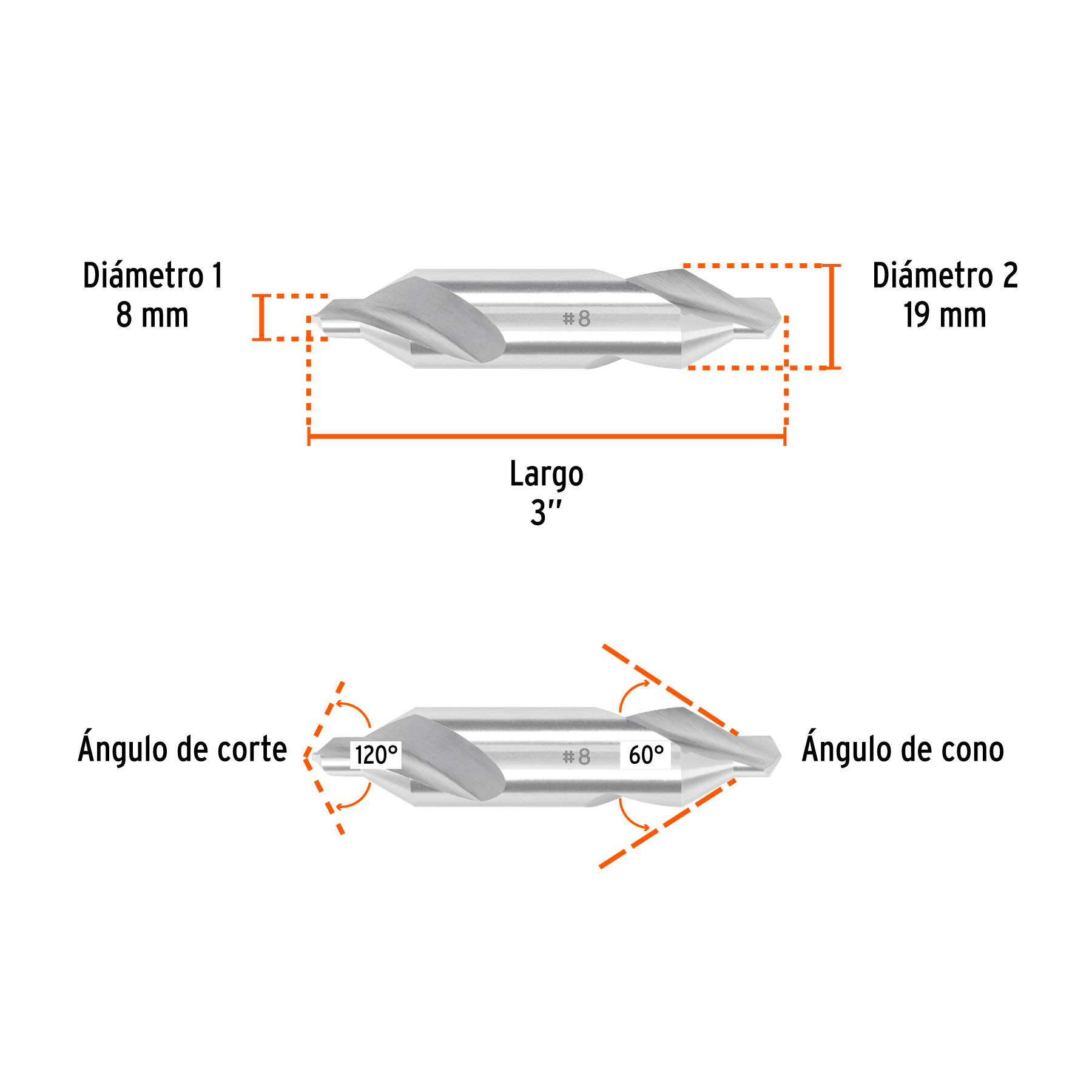 Broca para centrar con doble punta 8, TRUPER, 103906