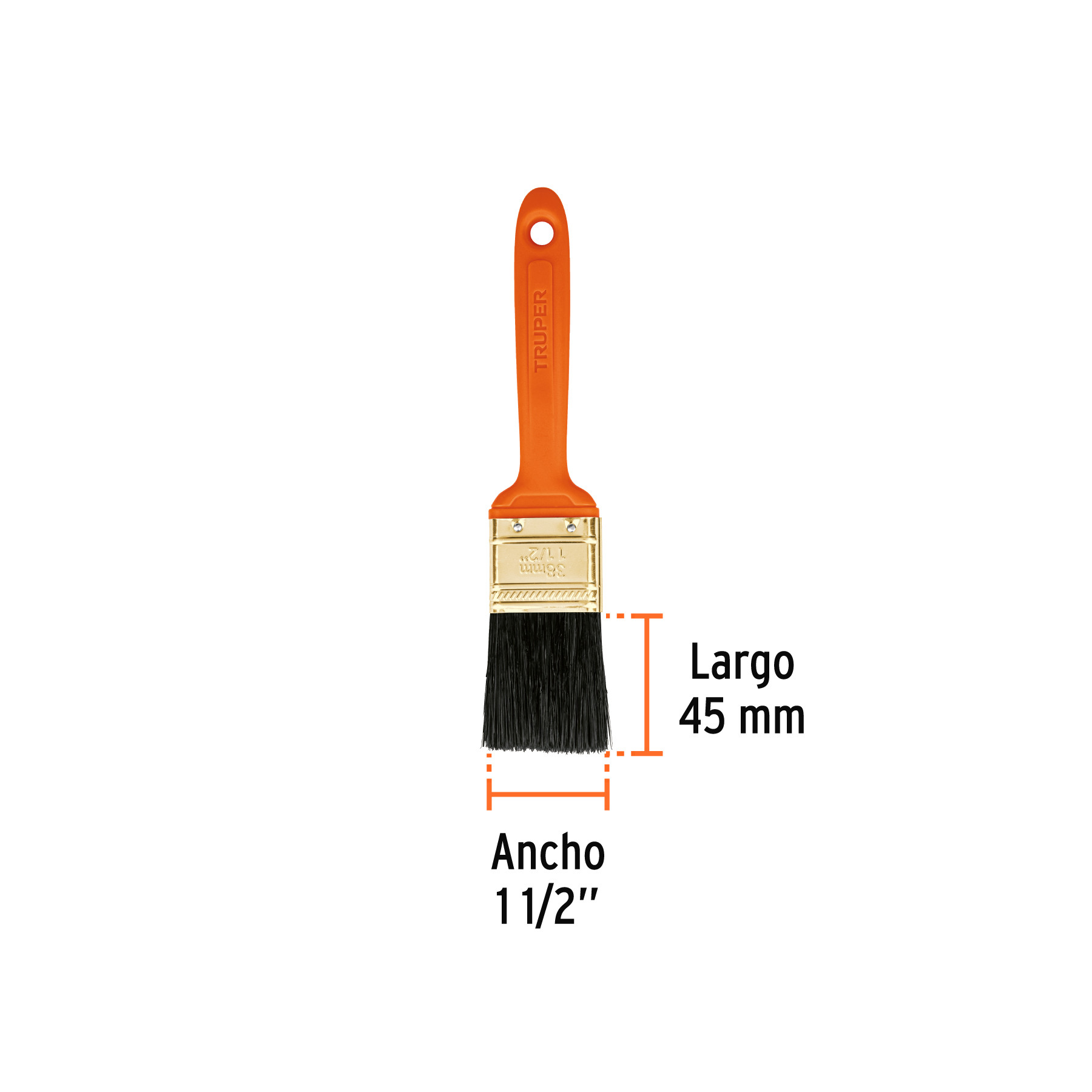 Brocha profesional de 1-1/2 con mango de plástico, Truper, Truper, 14482