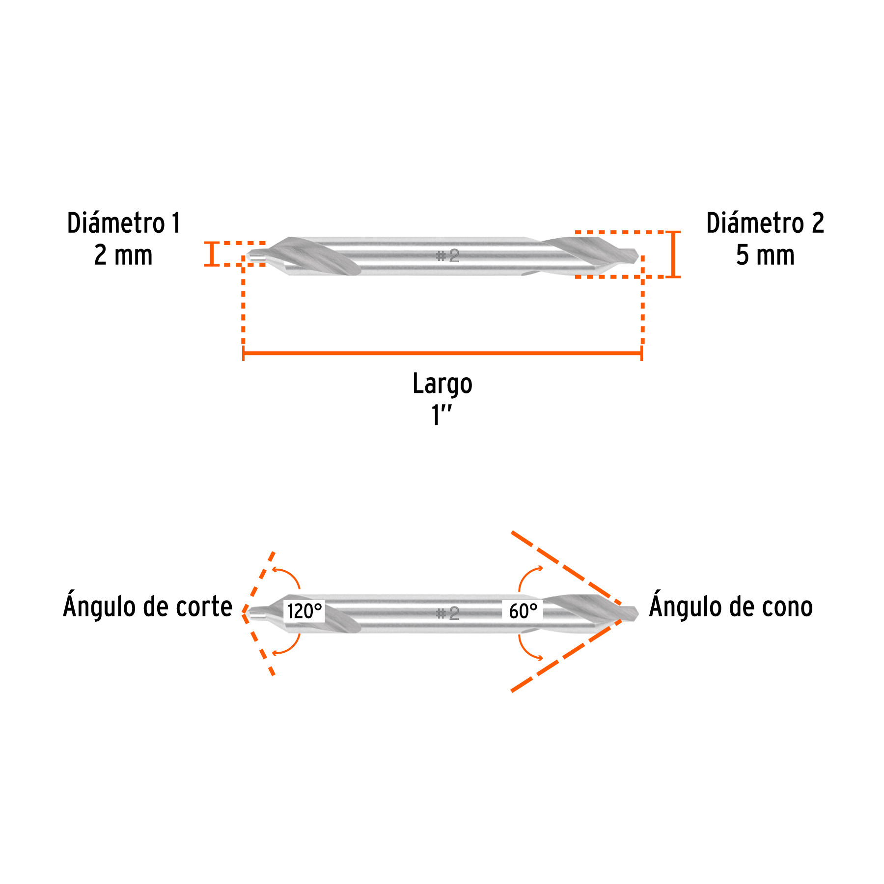 Broca para centrar con doble punta #2, TRUPER, 103900