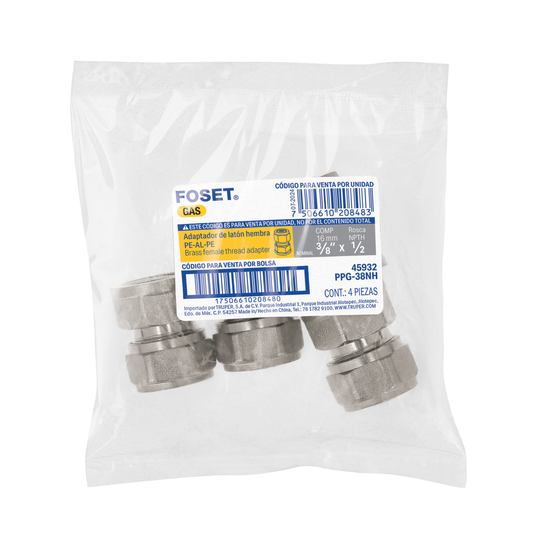 Conector para PEALPE, 3/8 , con rosca hembra, FOSET, Foset, 45932