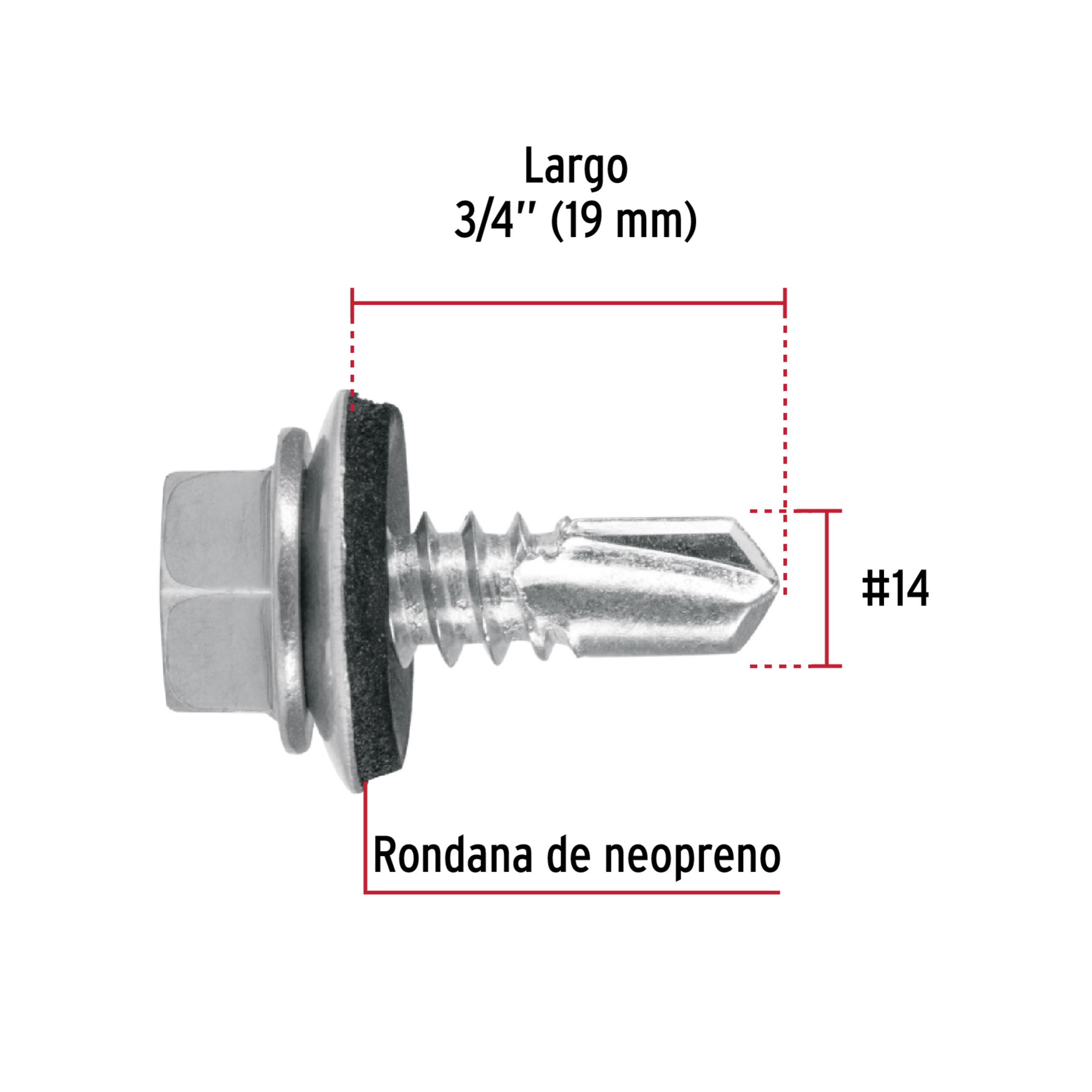 Blíster con 12 pijas 3/4 hexagonal punta broca con rondana, Fiero, 40794