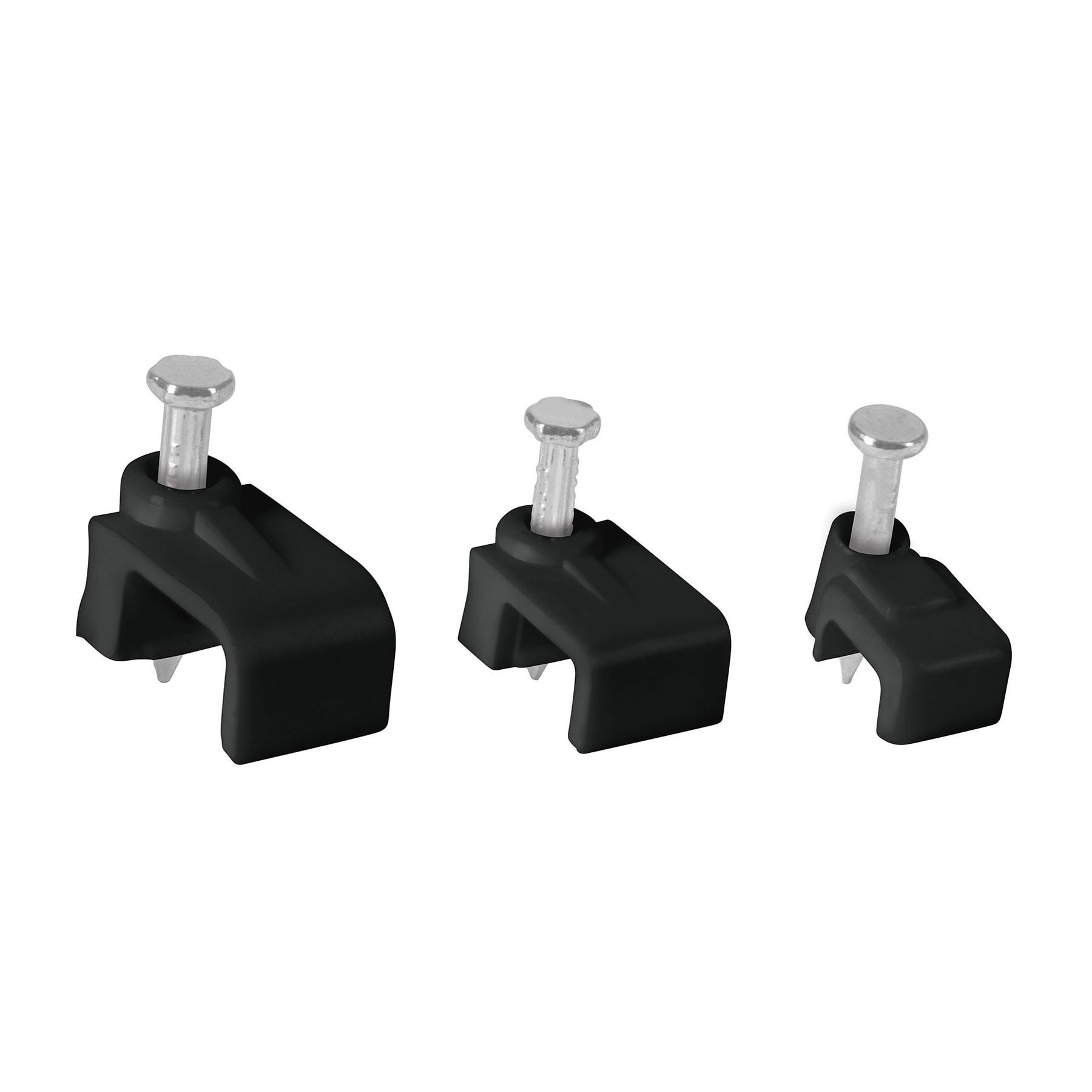 Grapas para cable plano, negras, Grapas