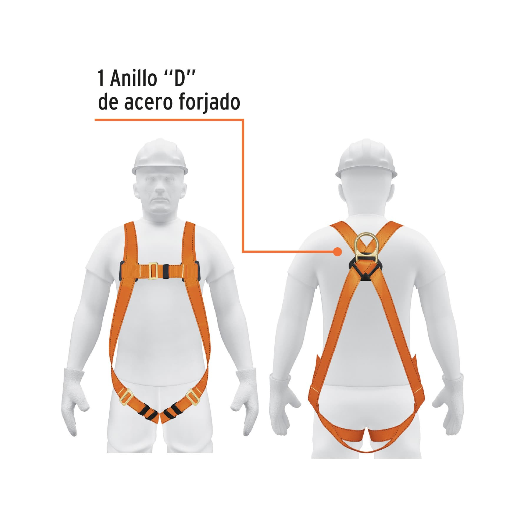 Arnés de cuerpo completo con 1 anillo, ANSI, Truper, Arneses, 14432