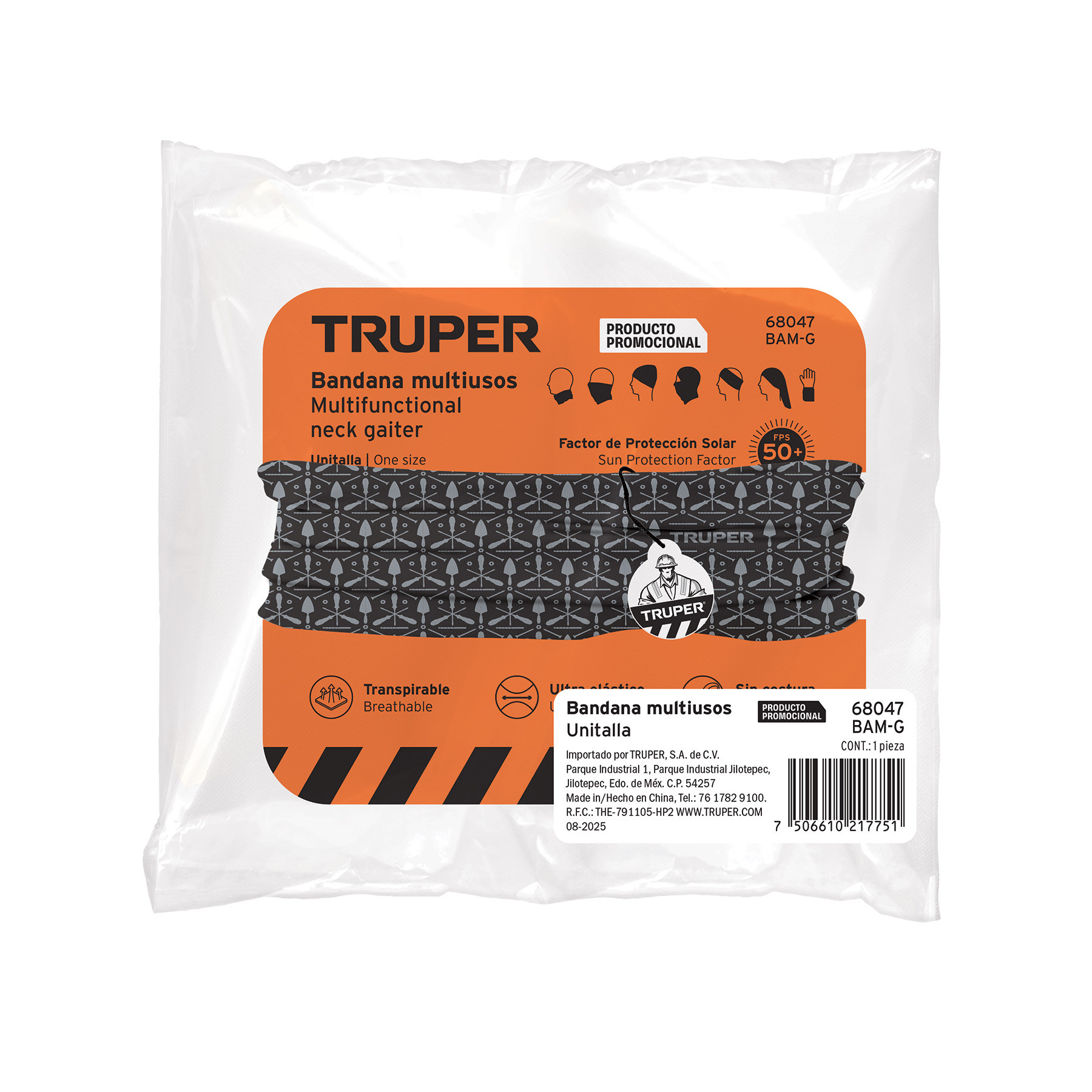 Bandana multiuso gris, TRUPER, Truper, 68047
