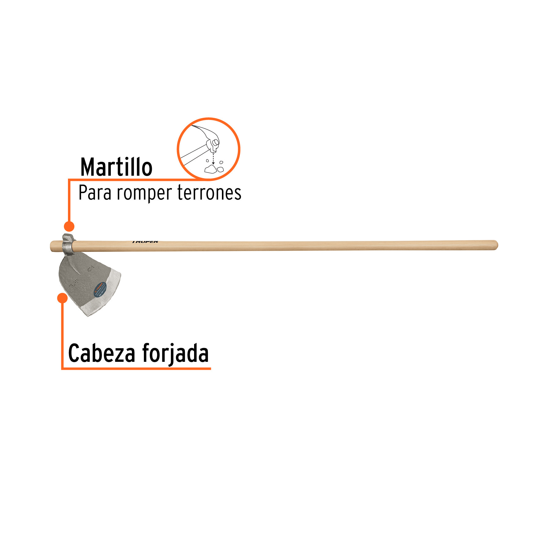 Azadón Córdoba No. 3 de 2.8 lb, mango de madera 54 , TRUPER, Truper, 11631