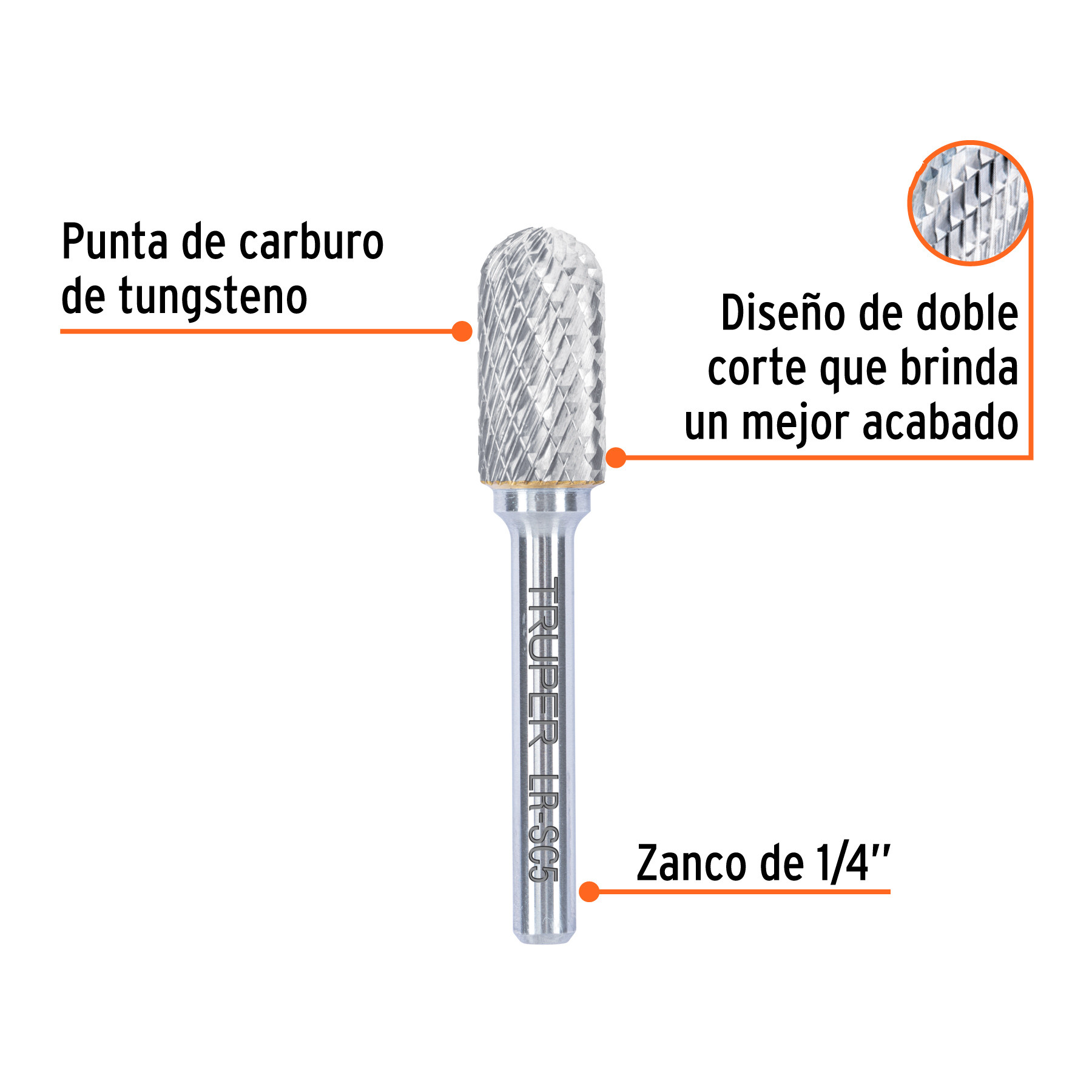 Lima rotativa punta cilindro redonda, 13 mm, TRUPER, Truper, 103480