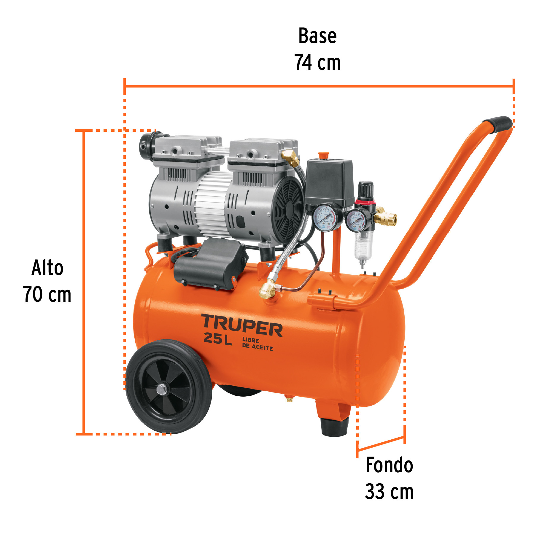 Compresor de aire, silencioso libre de aceite, 25 L, 2 HP, Compresores ...