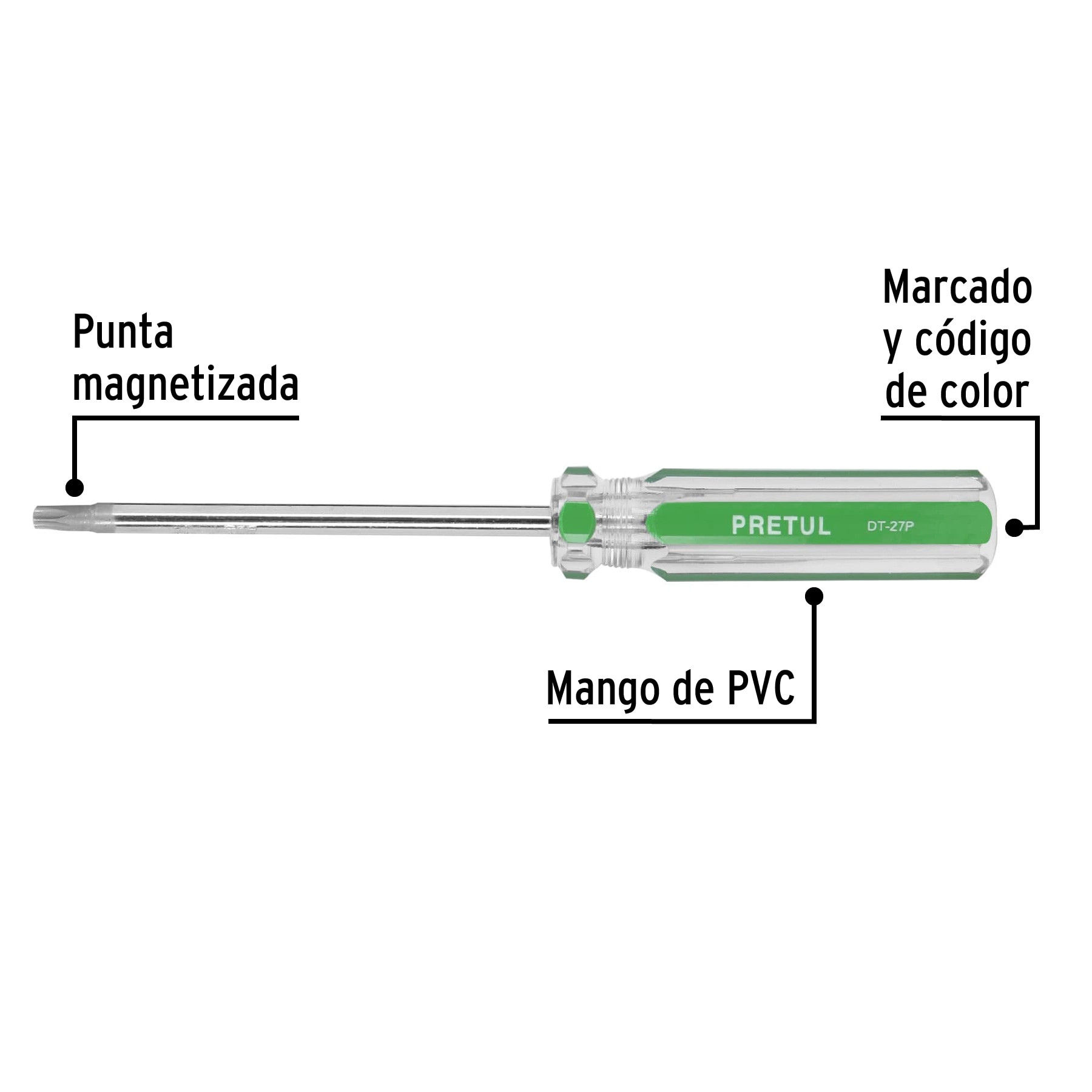 Desarmador punta Torx T 27 mango de PVC, Pretul, Pretul, 29986