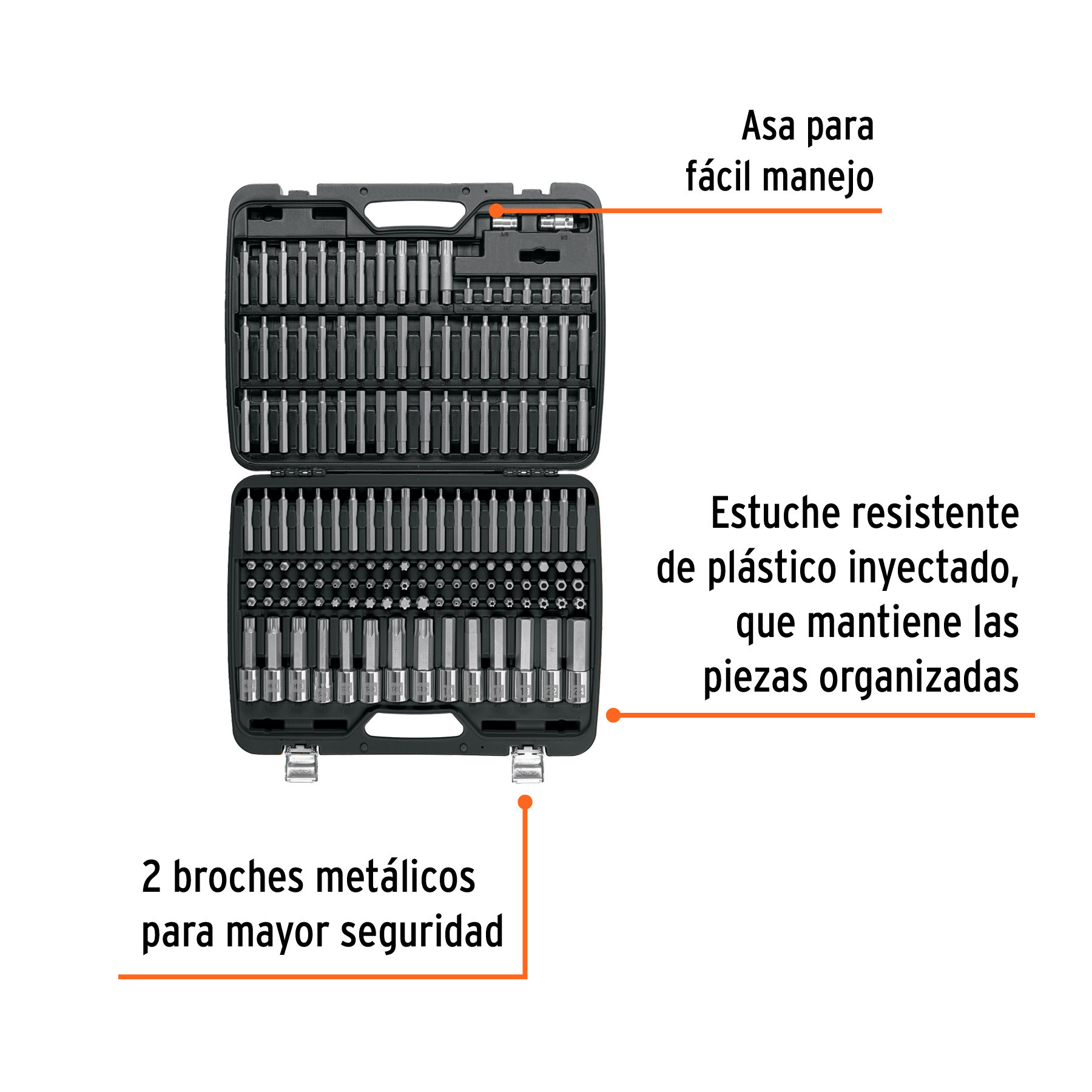 Juego de puntas y dados con punta para mecánica, 150 piezas, Truper, 102520