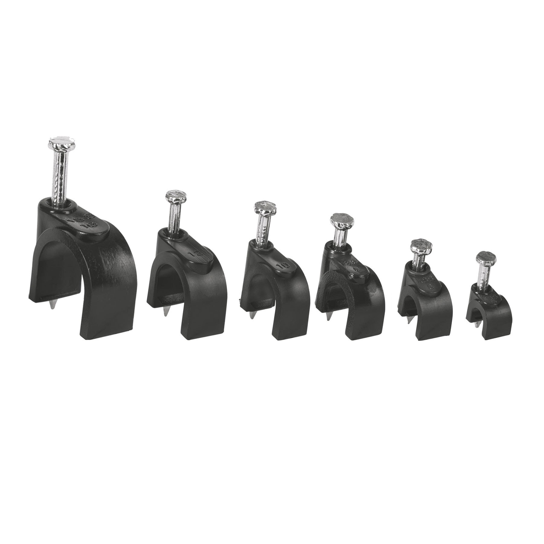 Grapas negras para cable redondo, bolsa con 20 piezas, Grapas