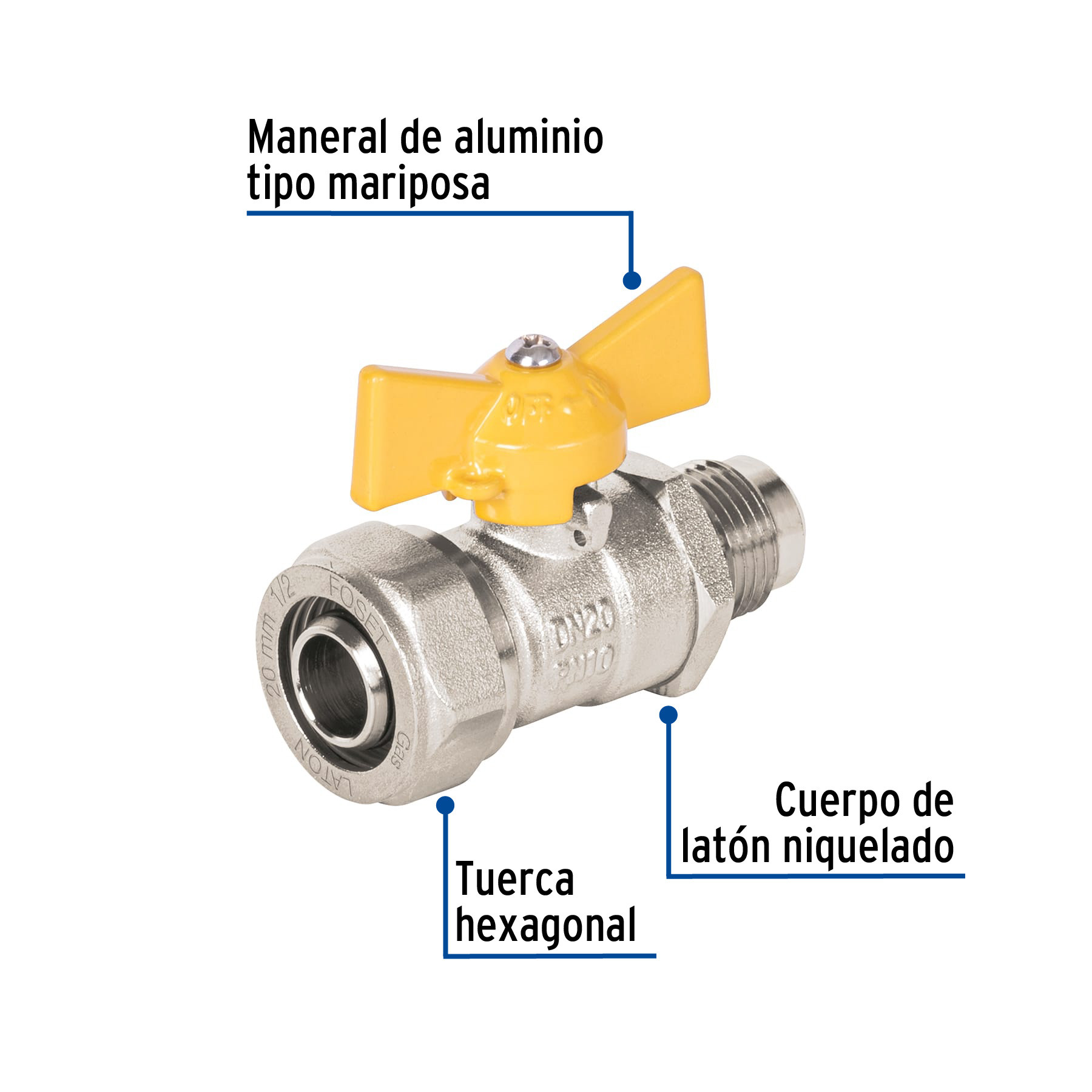 Válvula esfera para PE-AL-PE, 1/2 a flare 3/8 , Foset, Válvulas De ...