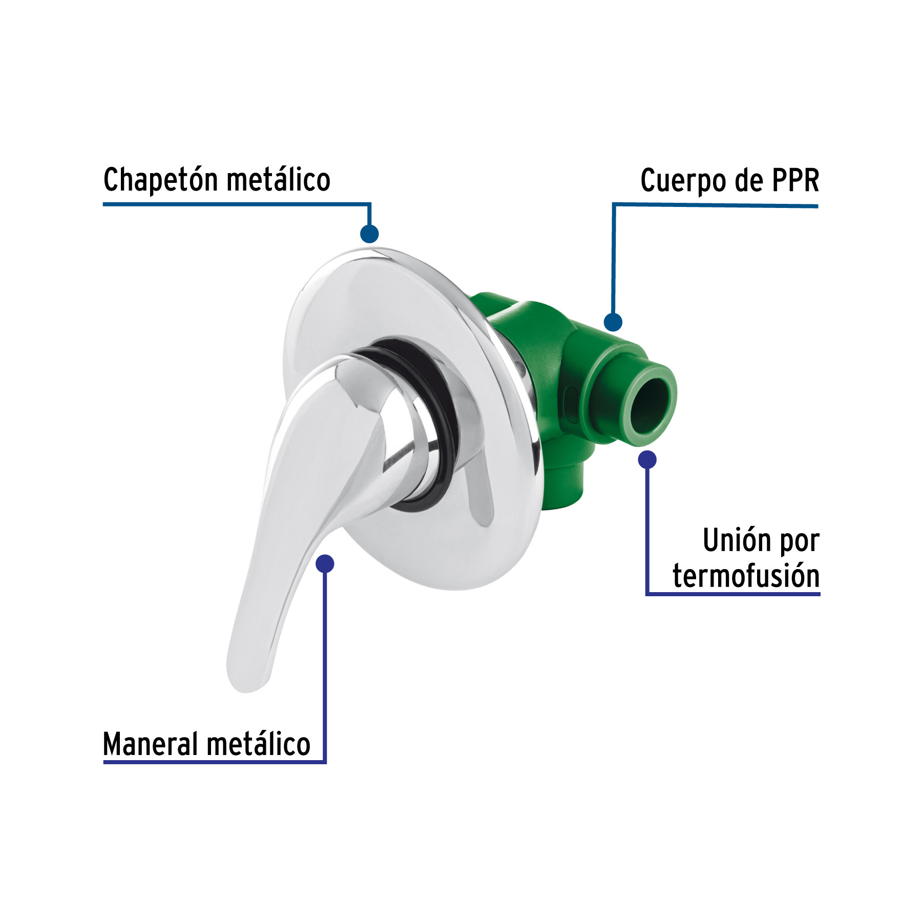 Monomando de empotrar para regadera PPR 1/2 , FOSET, Accesorios Para ...