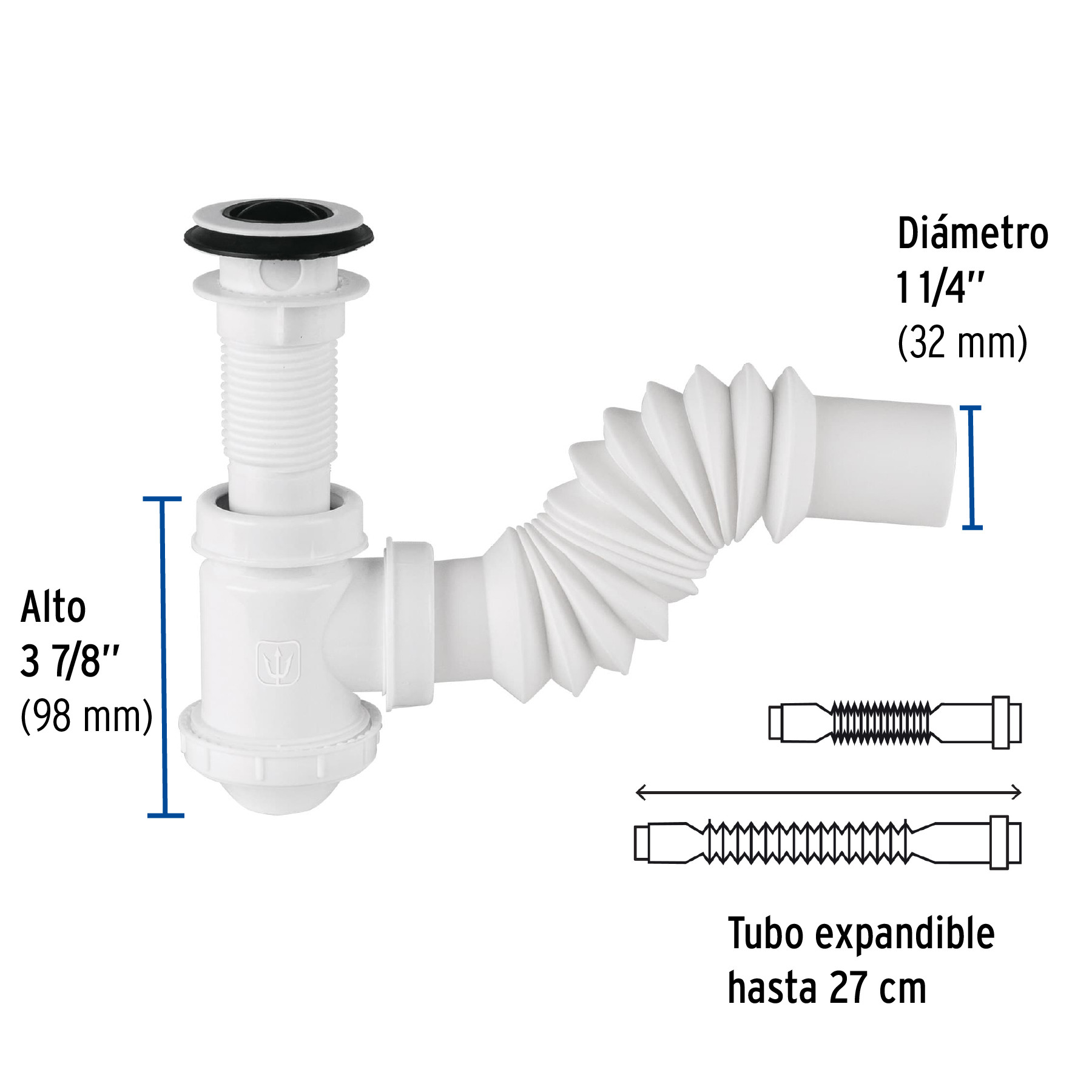 Céspol de bote 1-1/4 , contra, polipropileno, para lavabo, Céspoles y ...