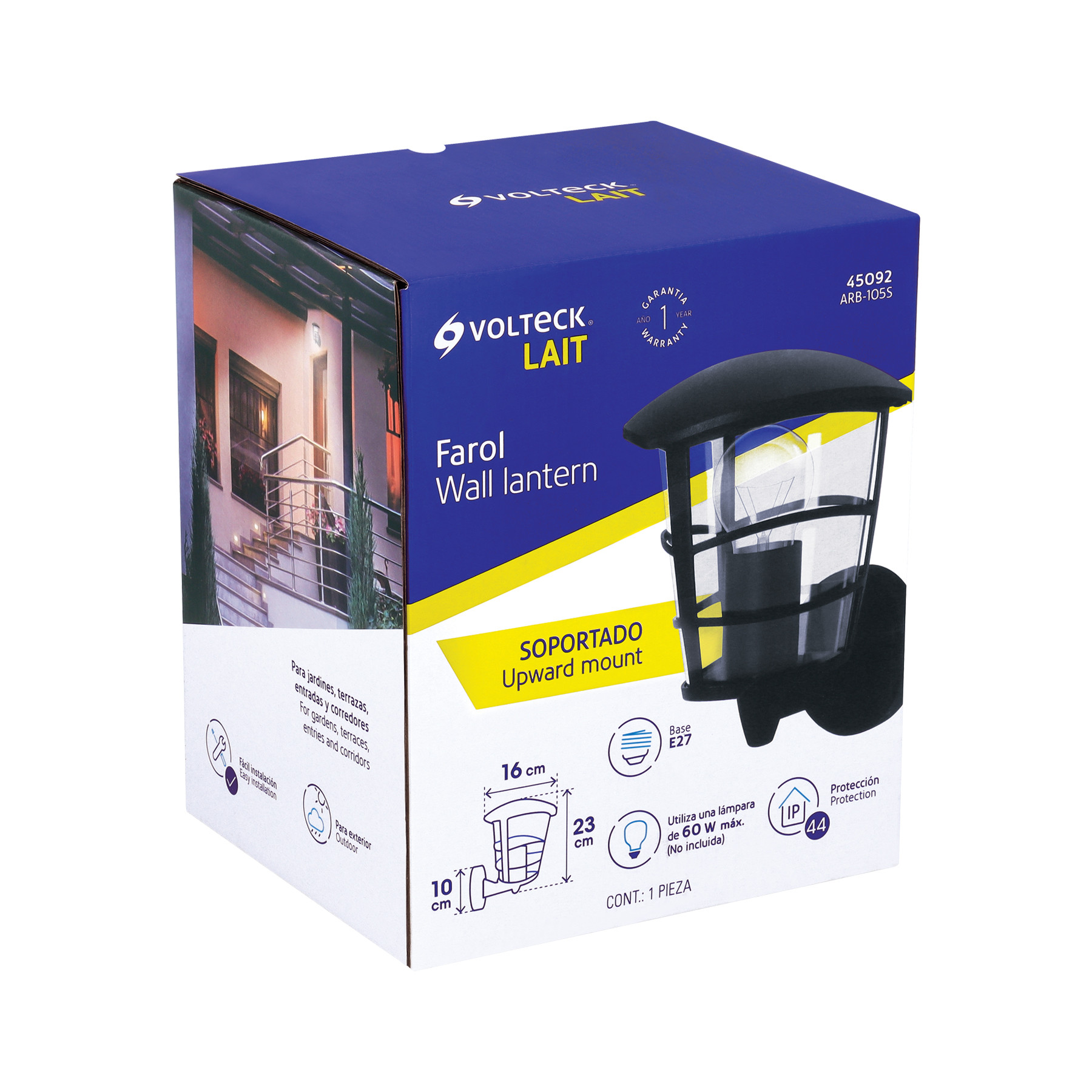 Arbotante tipo farol moderno soportado p/exteriores, negro, Arbotantes ...