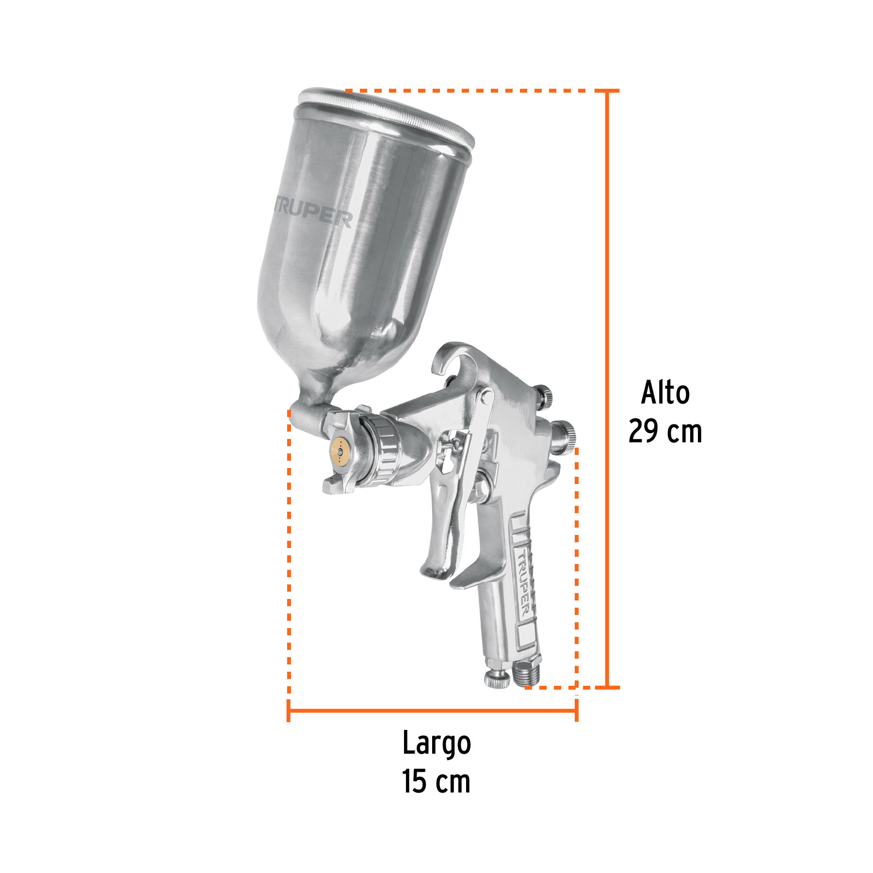 Pistola para pintar LVMP vaso aluminio, 1.7 mm, TRUPER, Truper, 13061