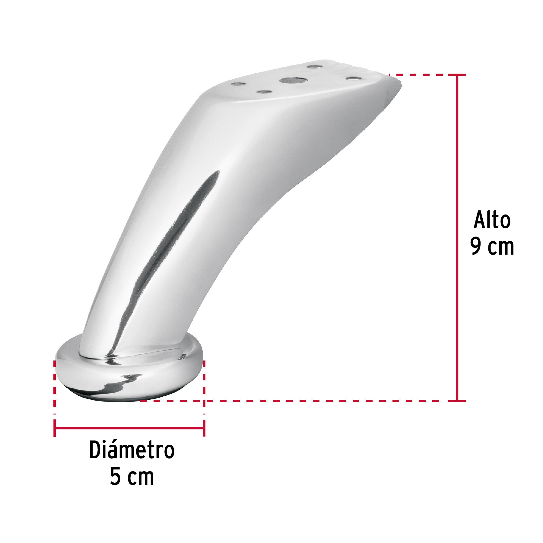 Pata para sofa y mueble, cromo, 90 mm altura, HERMEX, Hermex, 49302