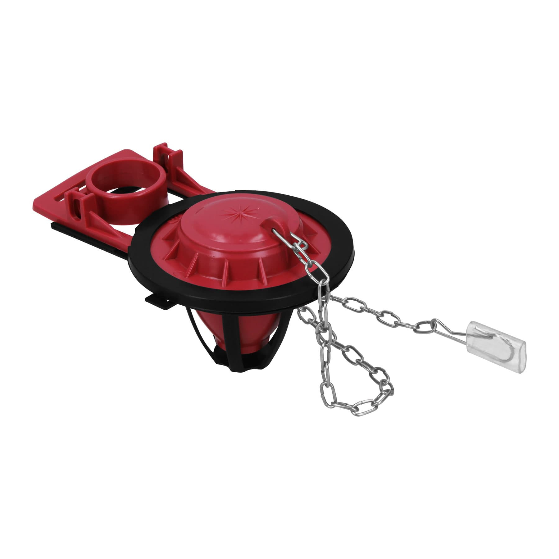 Sapo 2 para WC, silicona, rojo, cadena inox, Foset, Foset, 49362