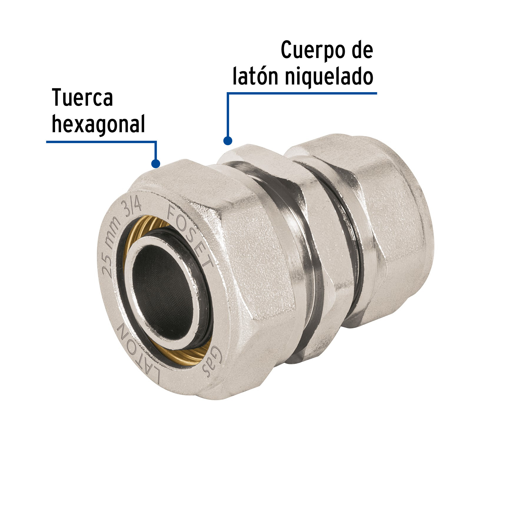 Cople de compresión reducido para PEALPE, 3/4 x 1/2 , Foset, Foset, 45917