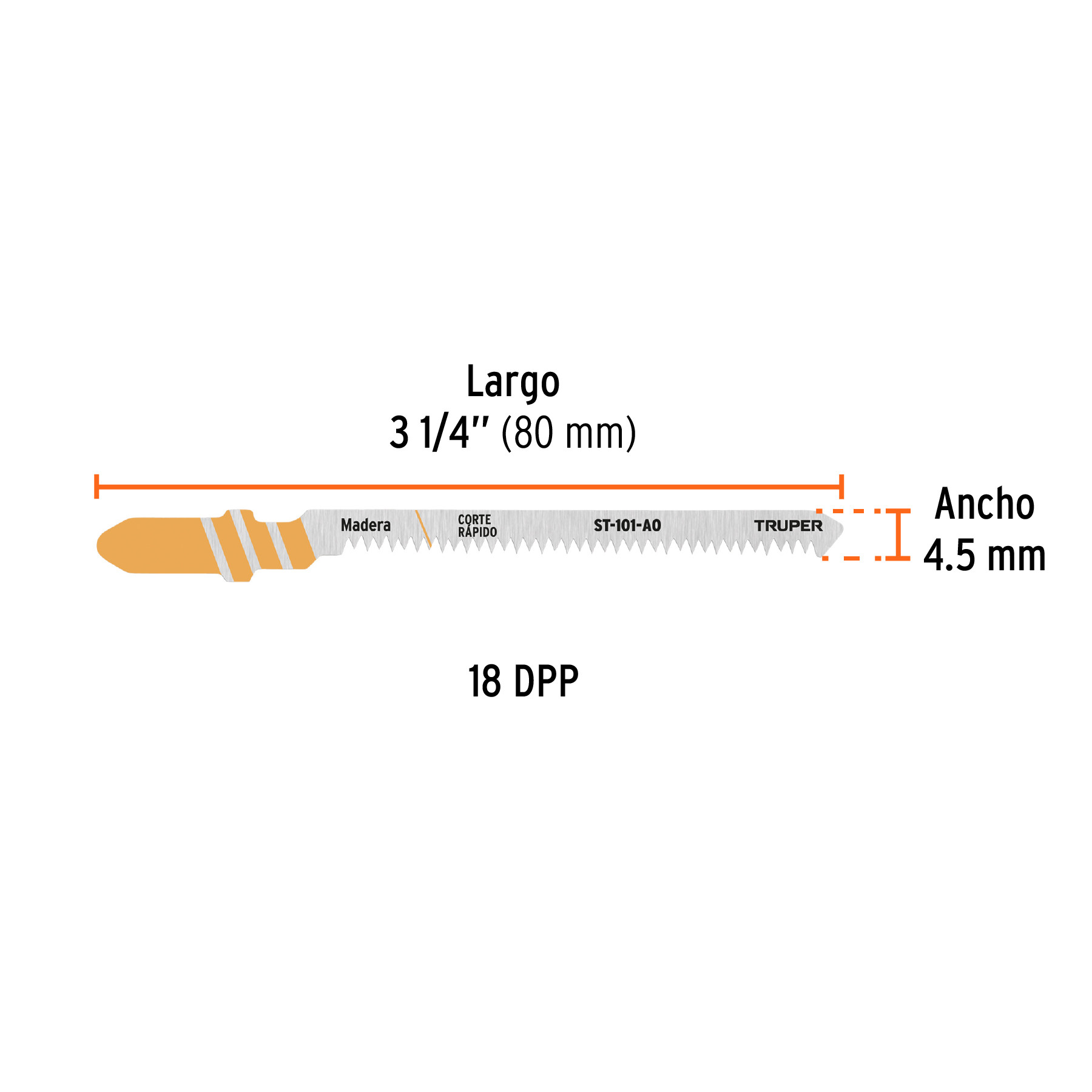 Blíster 5 seguetas T, 18 DPP HCS, corte curvo limpio/madera, Truper, 103045