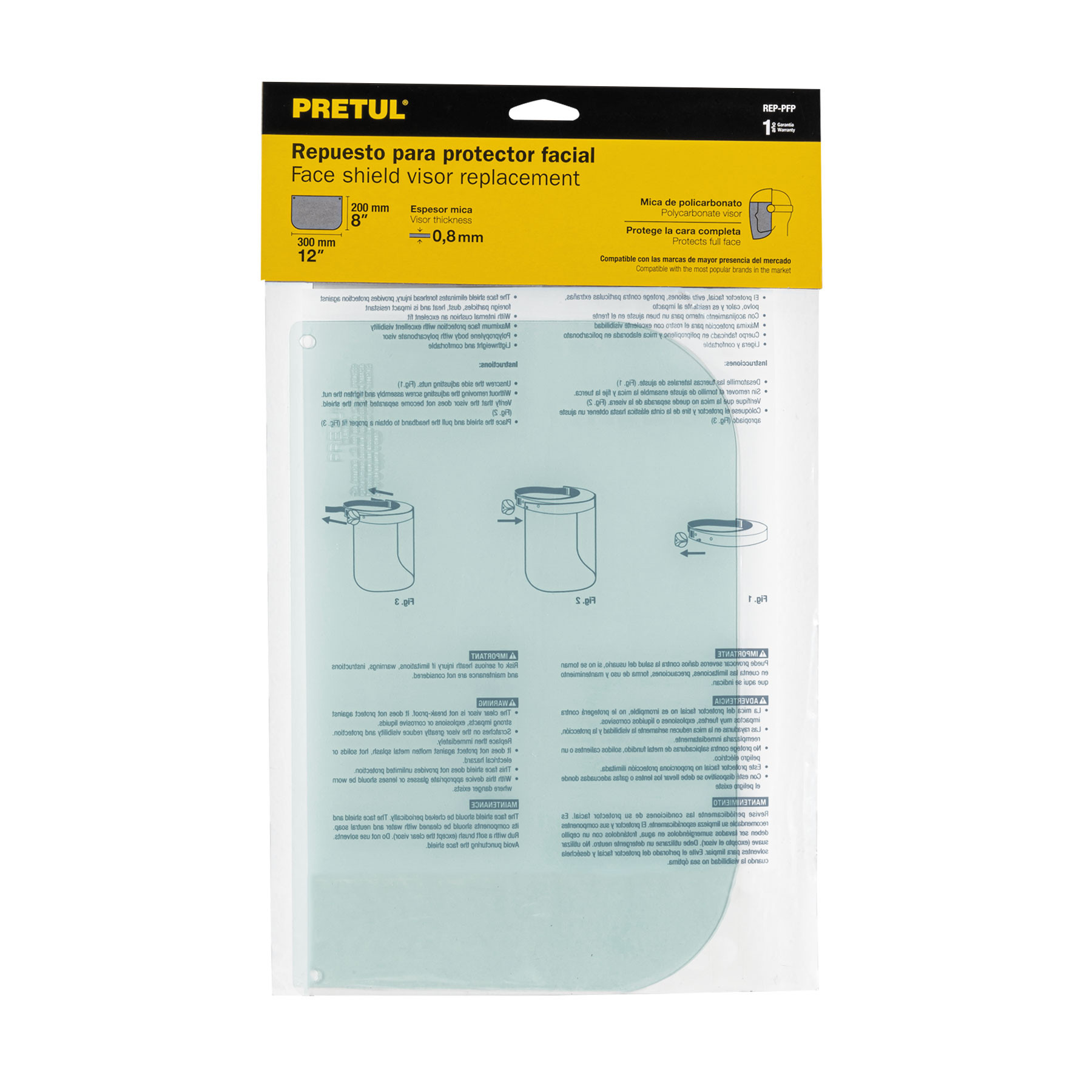 Repuesto para protector facial PF-500P, PRETUL, Pretul, 26008