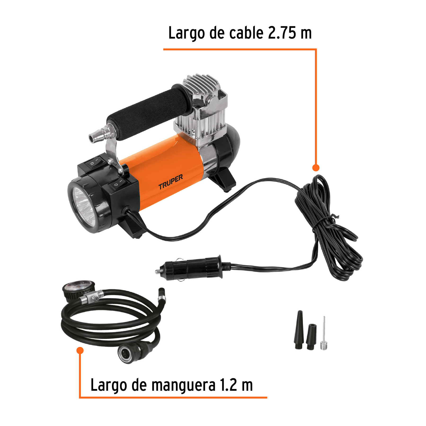 Compresor de aire 12 V portátil, para auto, incluye maletín ...