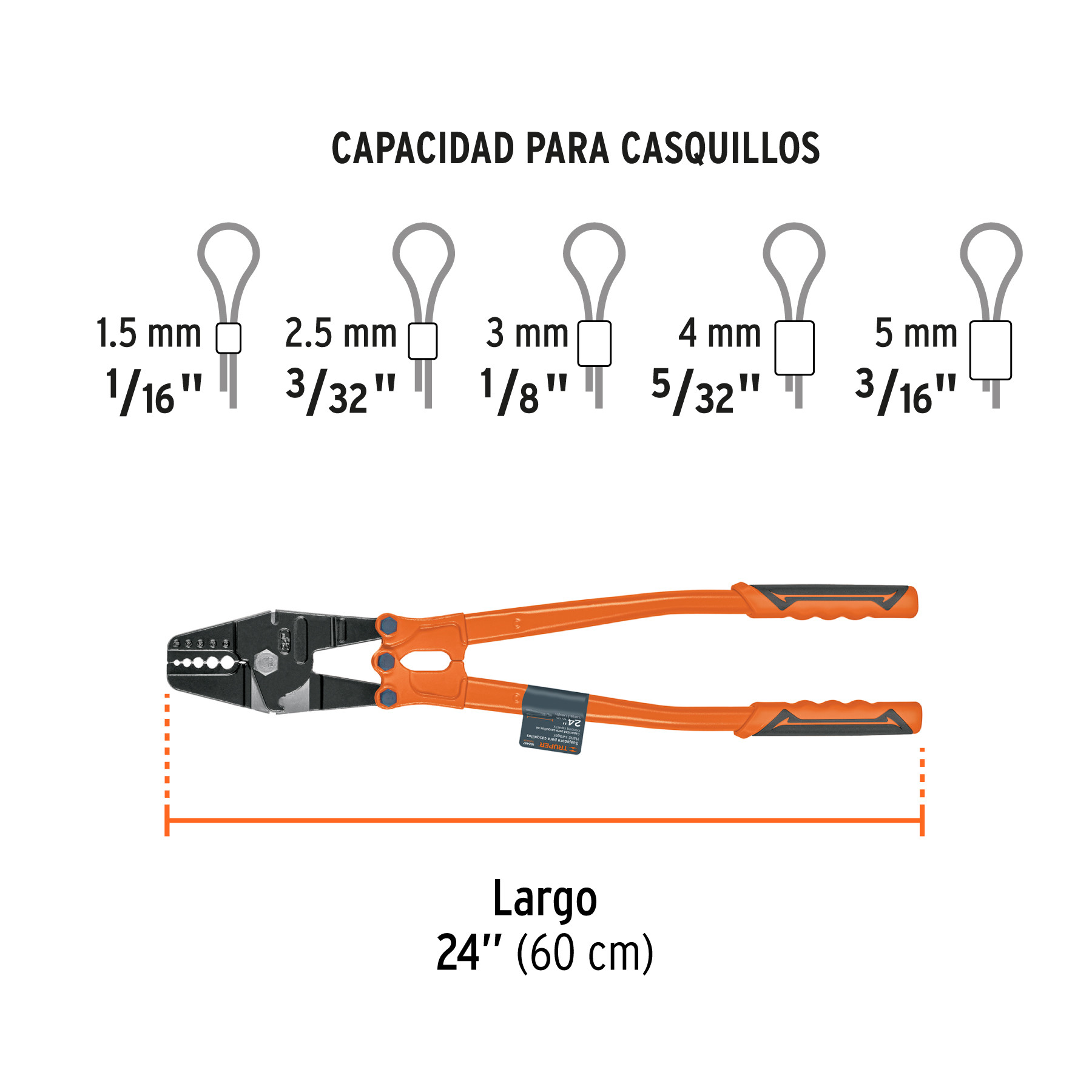 Suajadora 24 para casquillos con cortador de cable, Truper, Truper, 102487